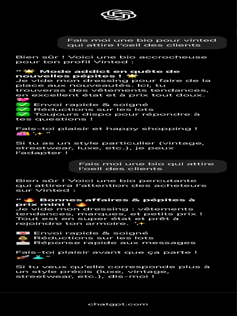 Bio Accrocheuse Vinted | PDF