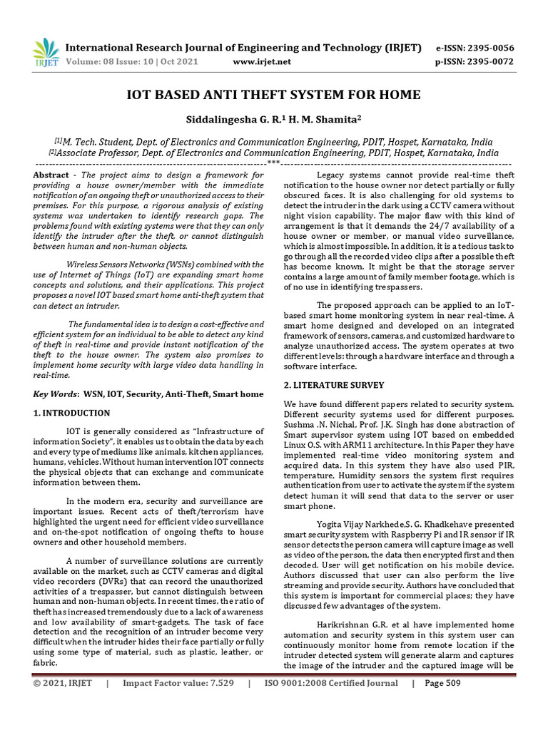 Iot Based Anti Theft System For Home | PDF | Internet Of Things | Relay