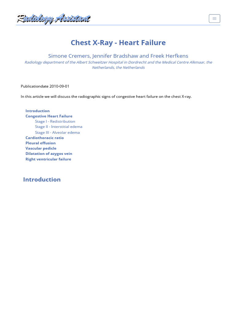Chest X-Ray Findings in Heart Failure | PDF | Heart Failure | Lung