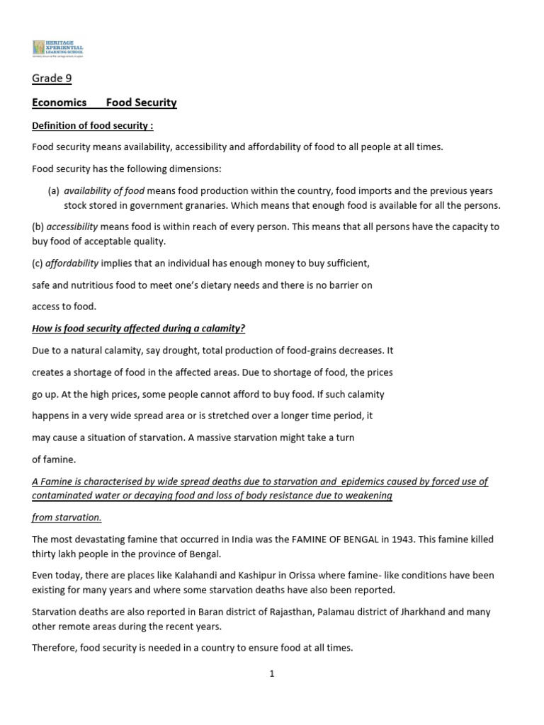Food Security Notes 2024 | PDF | Food Security | Famine