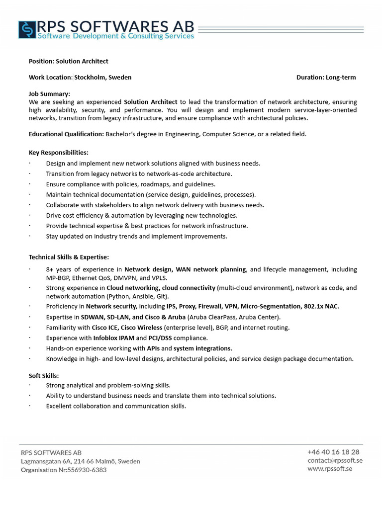 JD - Solution Architect | PDF