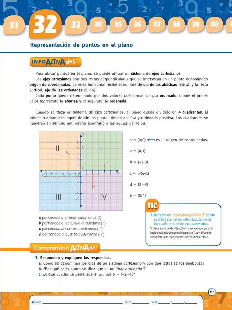 Representación de Puntos en El Plano. Función Lineal | PDF | Sistema de ...