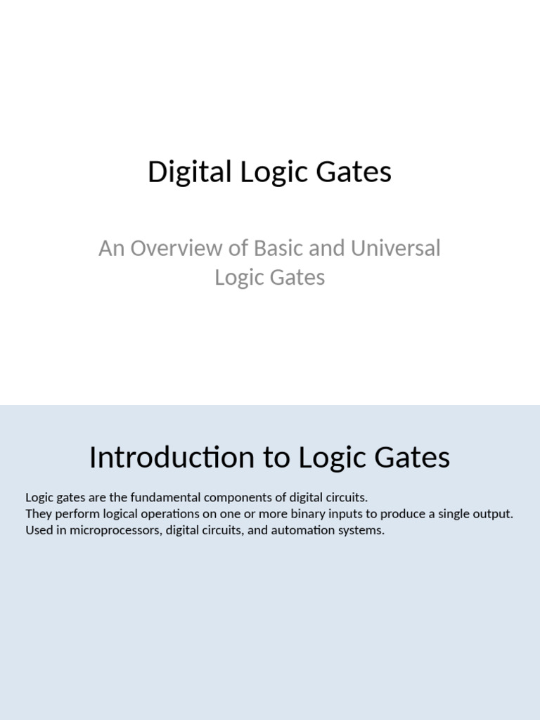 Overview of Digital Logic Gates | PDF | Logic Gate | Digital Electronics