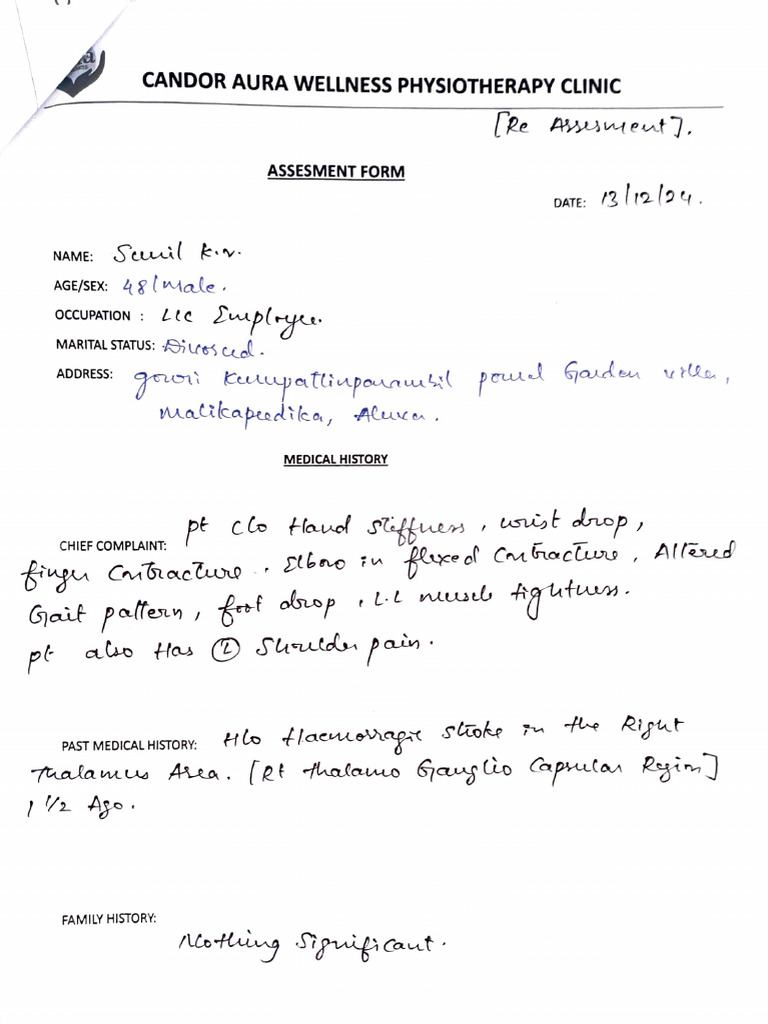 1 - Aluva Branch Assessment | PDF | Physical Therapy | Medical Specialties