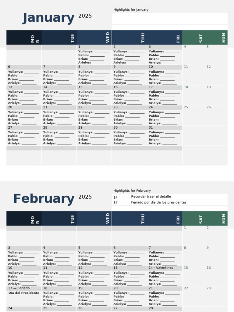 Modern Calendar With Highlights | PDF