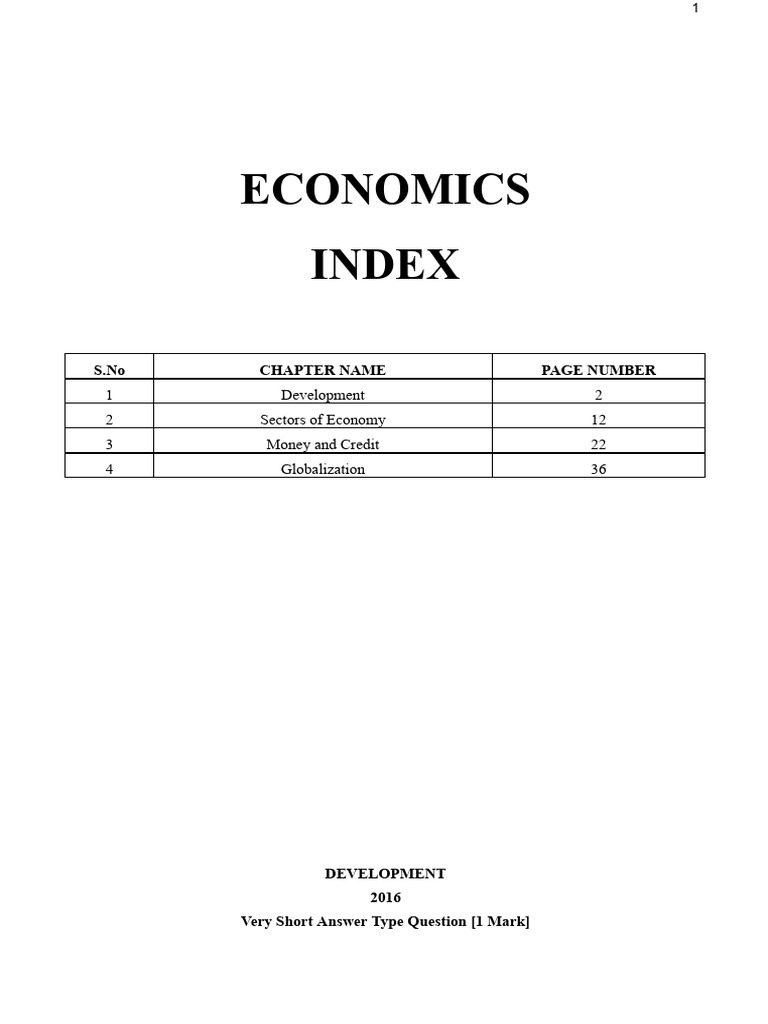Notes G10 Economics.docx | PDF | Human Development Index | Employment