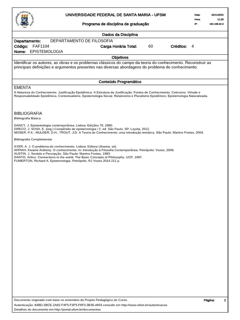 Conteudo Programatico FAF1104 Versao 2025 1 | PDF