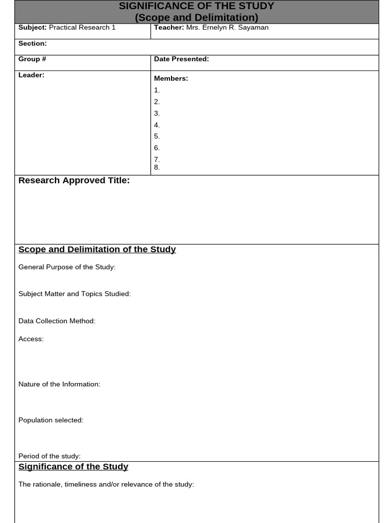 Scope and Significance of Research Study | PDF