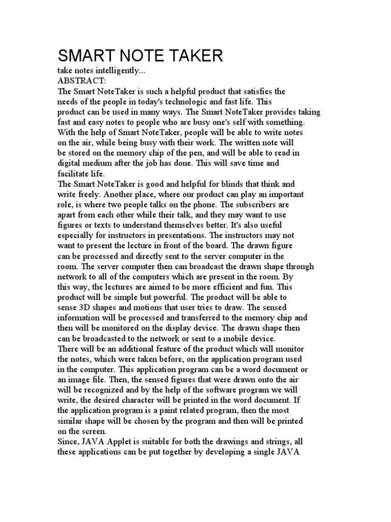 Smart Note Taker: Digital Pen Features | PDF