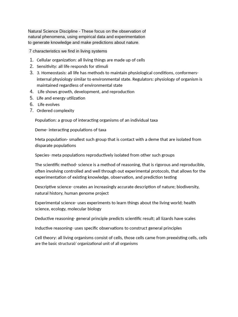 Bio Lecture 1 Review | PDF