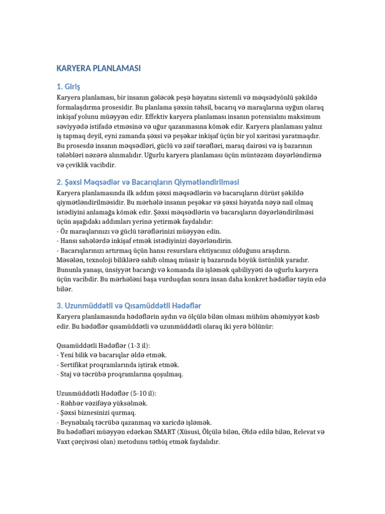 Karyera_Planlamasi_Yenilenmis | PDF