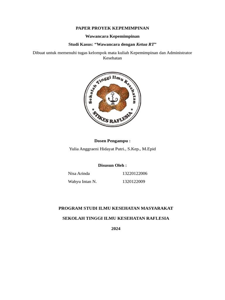 PAPER PROYEK KEPEMIMPINAN | PDF