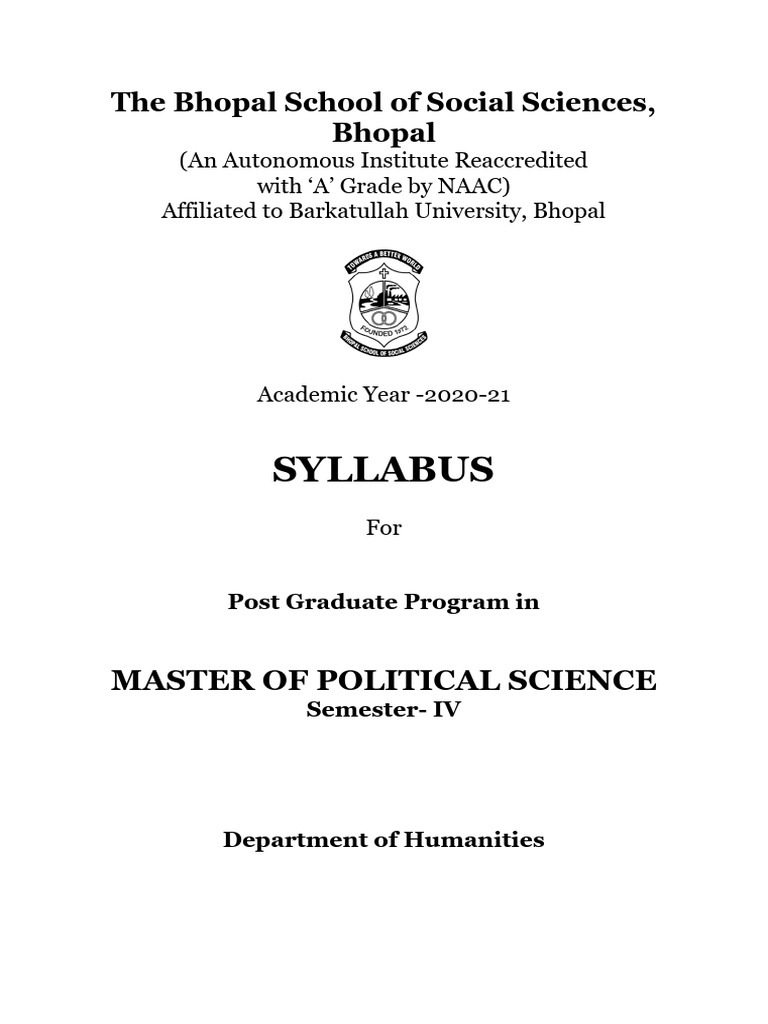 MA Political Science Syllabus 2020-21 | PDF | Foreign Policy | Diplomacy