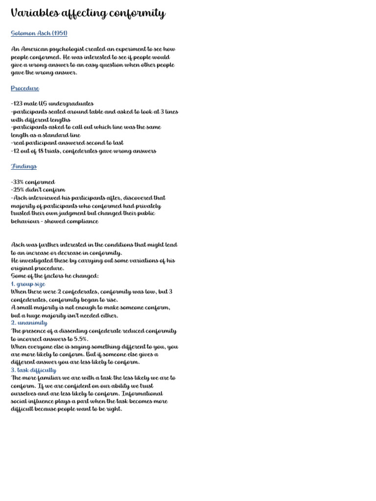 Variables Affecting Conformity | PDF