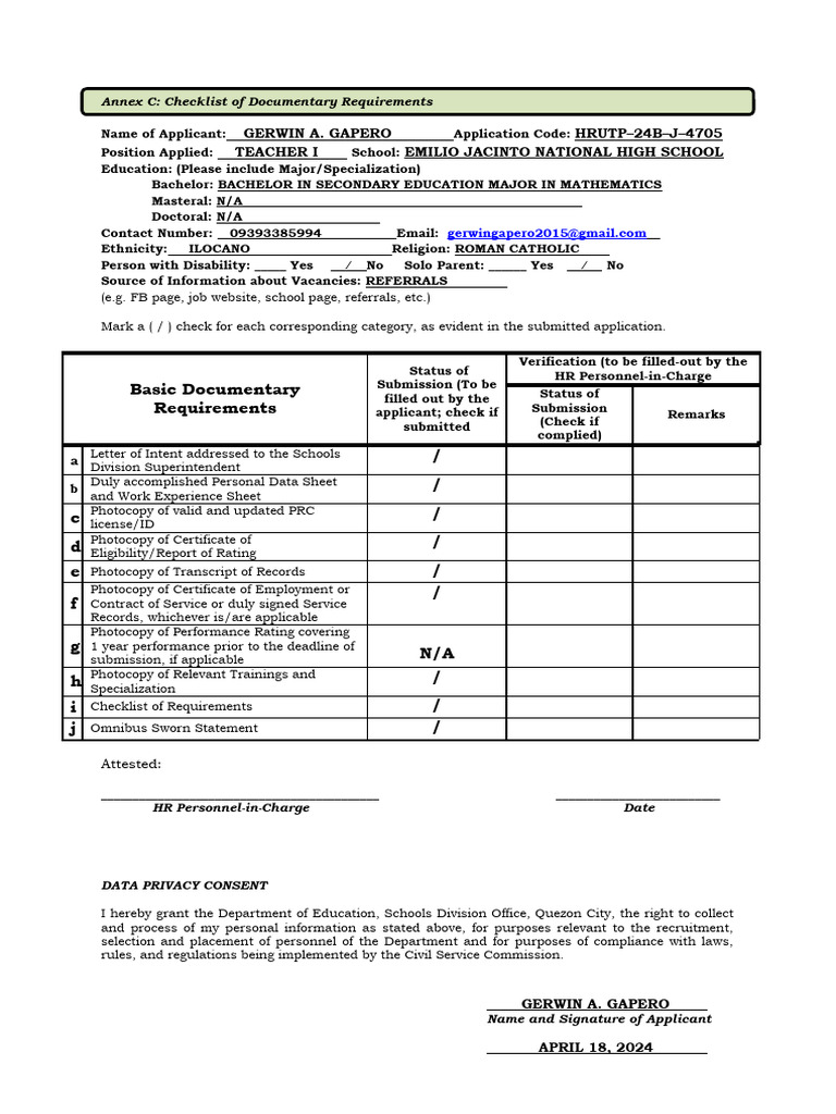 Annex-C-Checklist-of-Requirements (1) | PDF