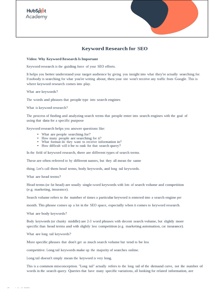 SEO Keyword Research Transcript | PDF | Search Engine Optimization