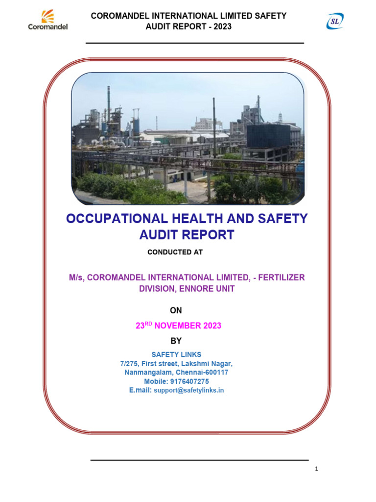 Coromandel Safety Audit Report Ennore 2023 | PDF | Safety | Sulfuric Acid