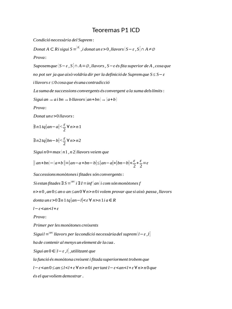 Teoremas P1 ICD | PDF
