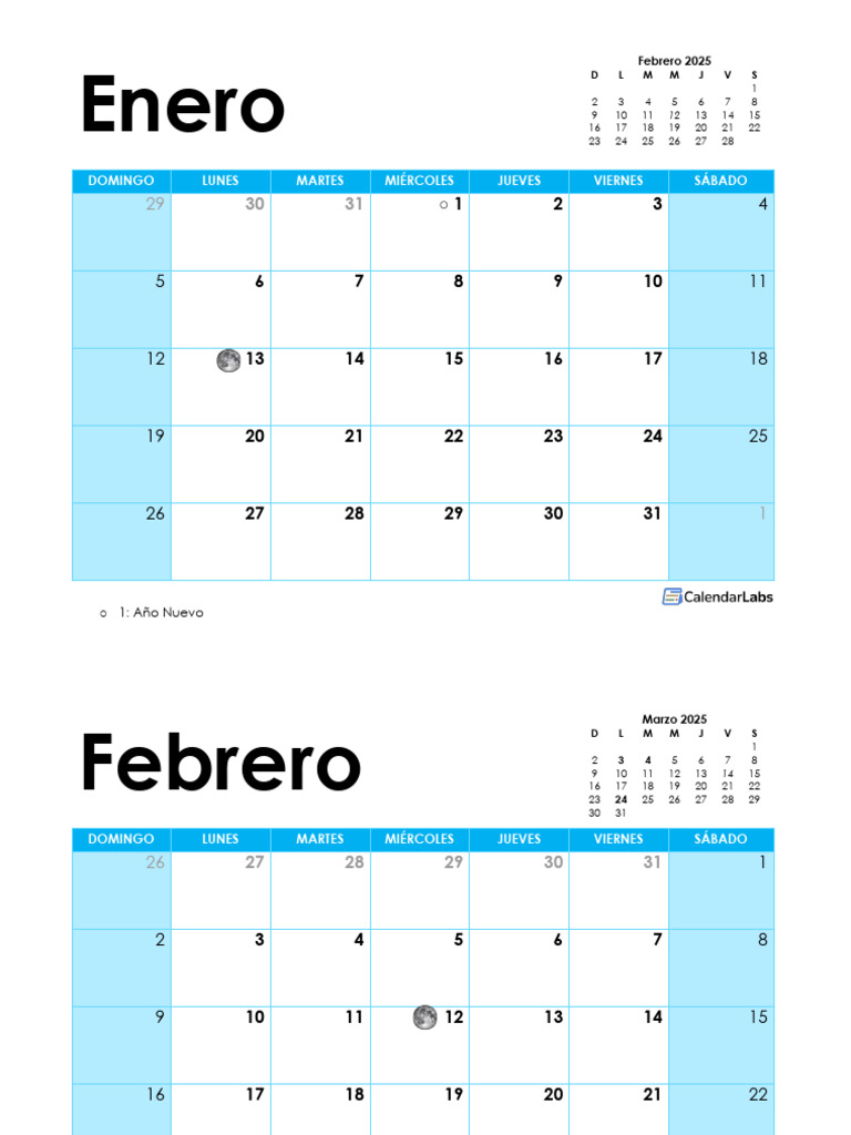 Calendario 2025 con Días Festivos | PDF