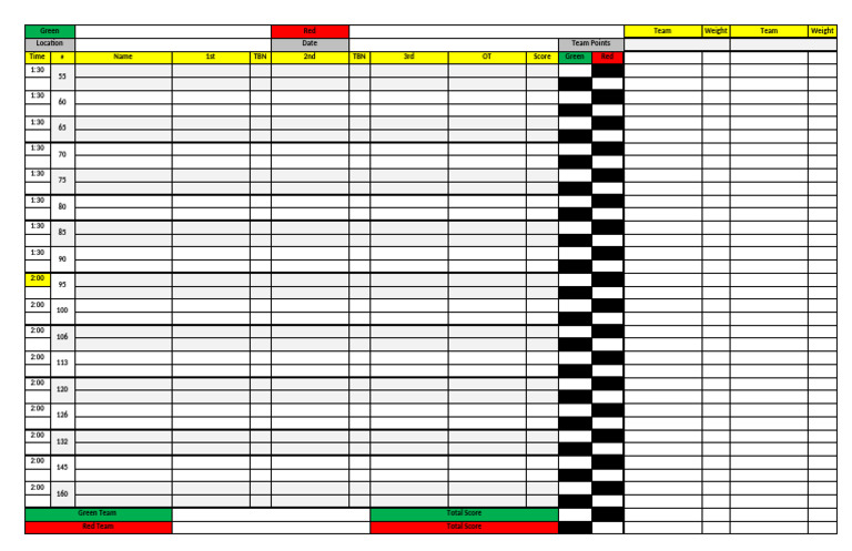 MJWL Blank Bout Sheets 11 X 17 Weights | PDF