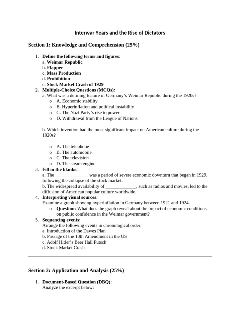 Interwar Years and the Rise of Dictators | PDF | Weimar Republic | Germany