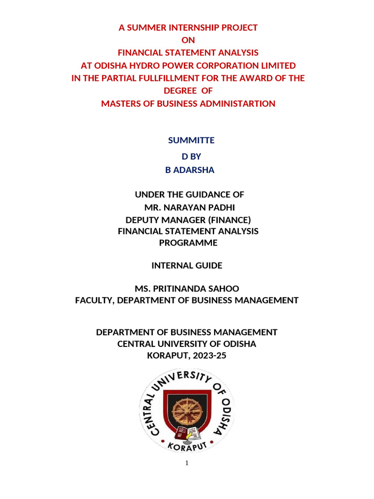 OHPC Internship: Financial Analysis Project | PDF | Income Statement ...