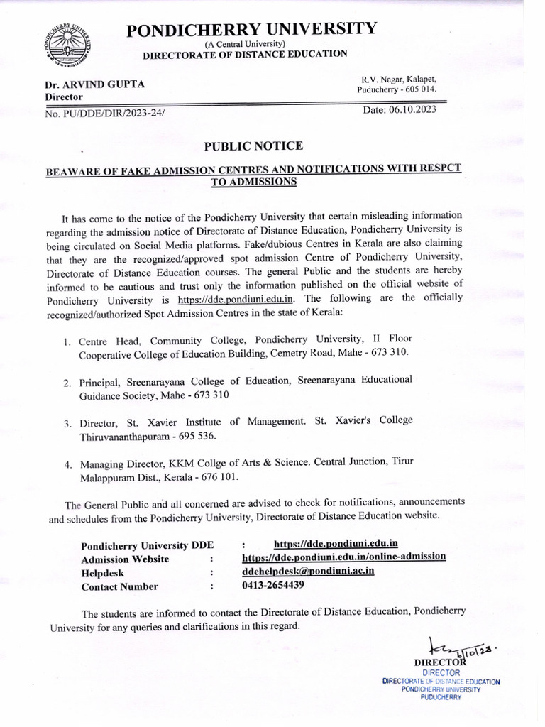 Public Notice Fake Centres | PDF