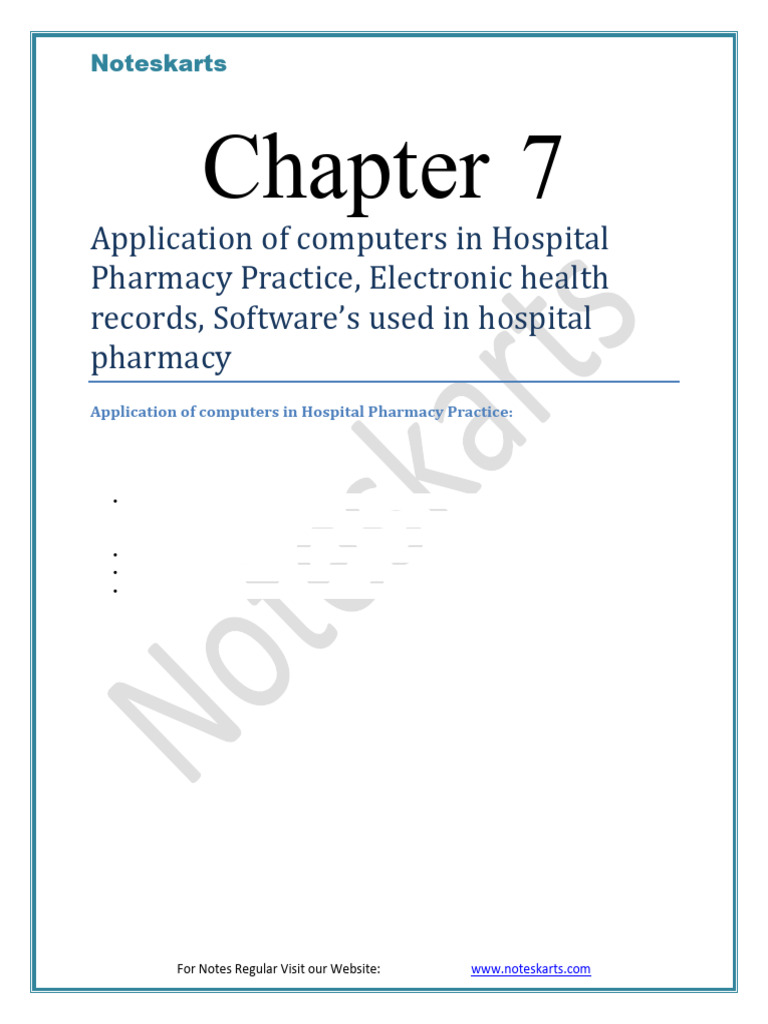 Computer Applications in Hospital Pharmacy | PDF | Pharmacy ...