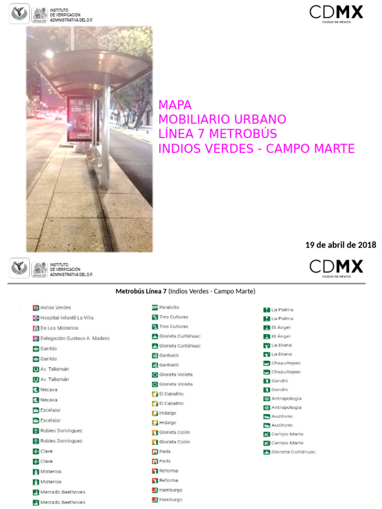 Mapa Metrobús Línea 7: Indios Verdes | PDF