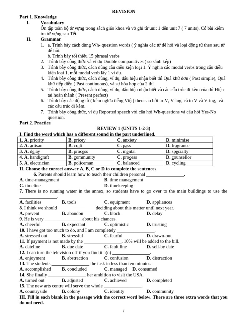Revision Exercises For Tet Holiday | PDF | Vietnam | Vietnamese People