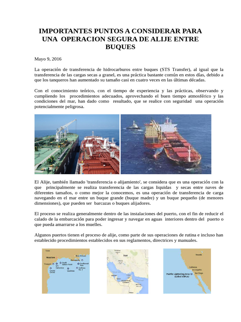 Seguridad en Operaciones de Alije Marítimo | PDF | Puerto | Gases