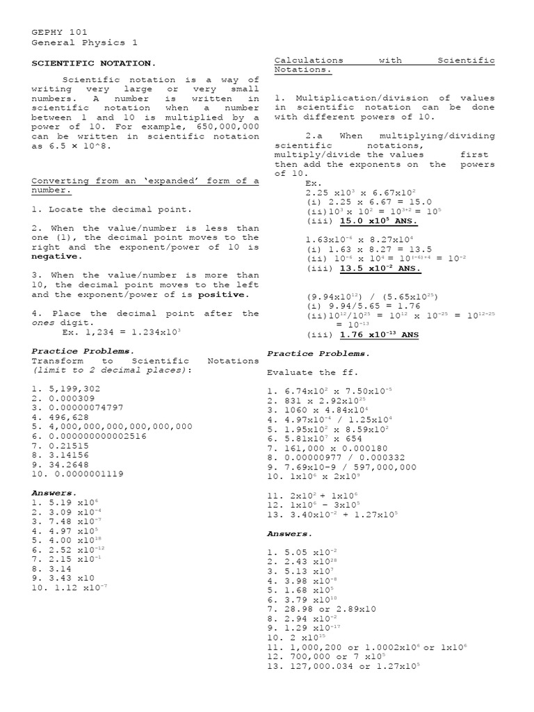 Scientific Notation | PDF | Multiplication | Exponentiation