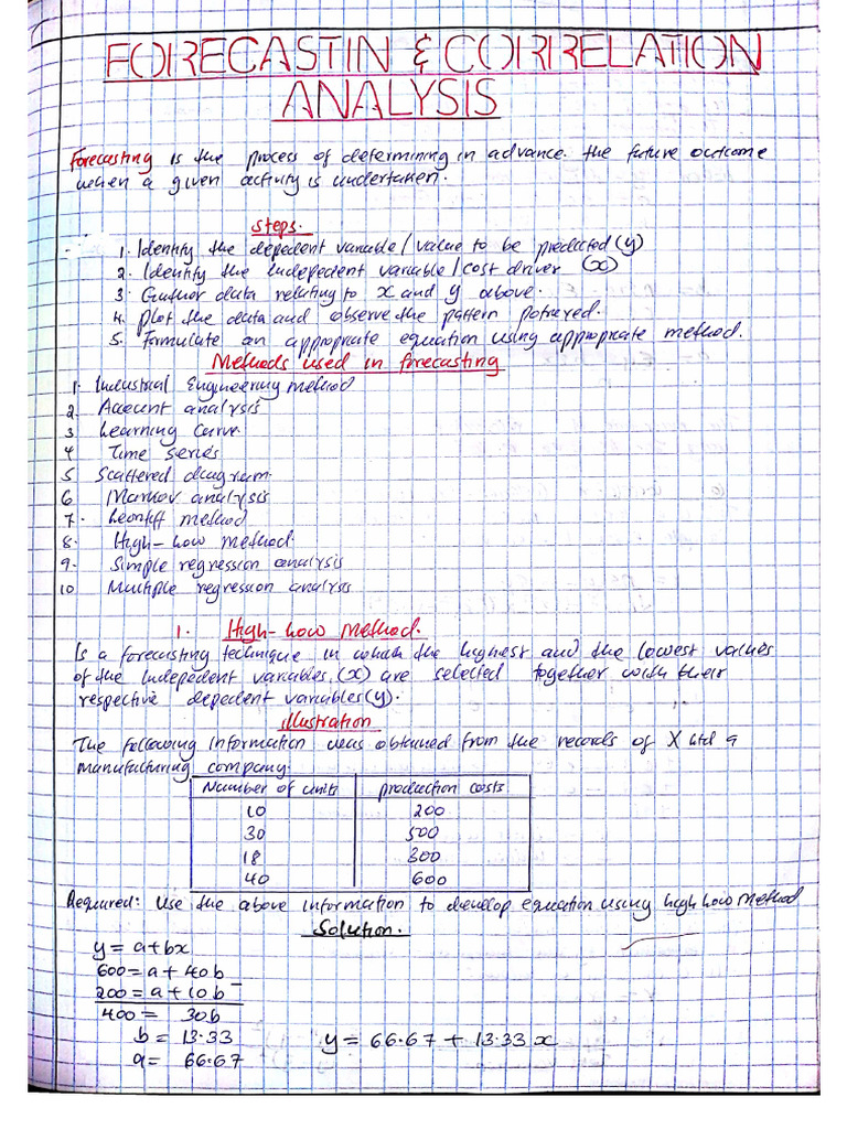 Kce Notes Forecasting Analysis Pdf