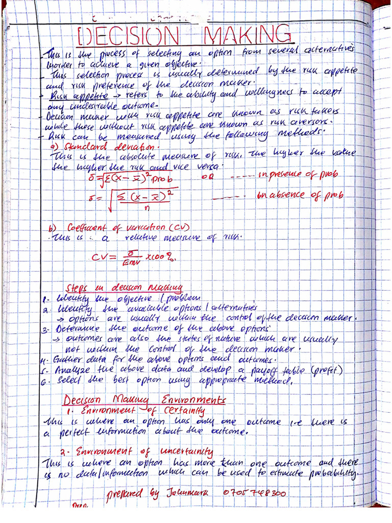 KCE NOTES- Decision Making | PDF