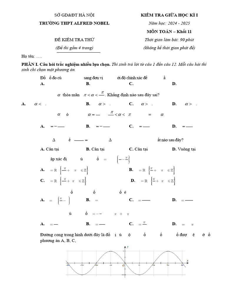 THI THỬ GKI TOÁN 11 | PDF