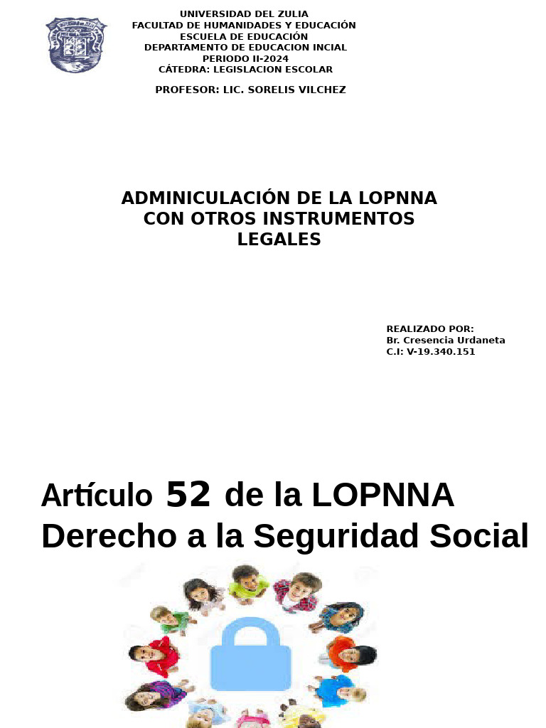 LOPNNA y su Integración con Leyes Educativas | PDF | Disciplinas ...