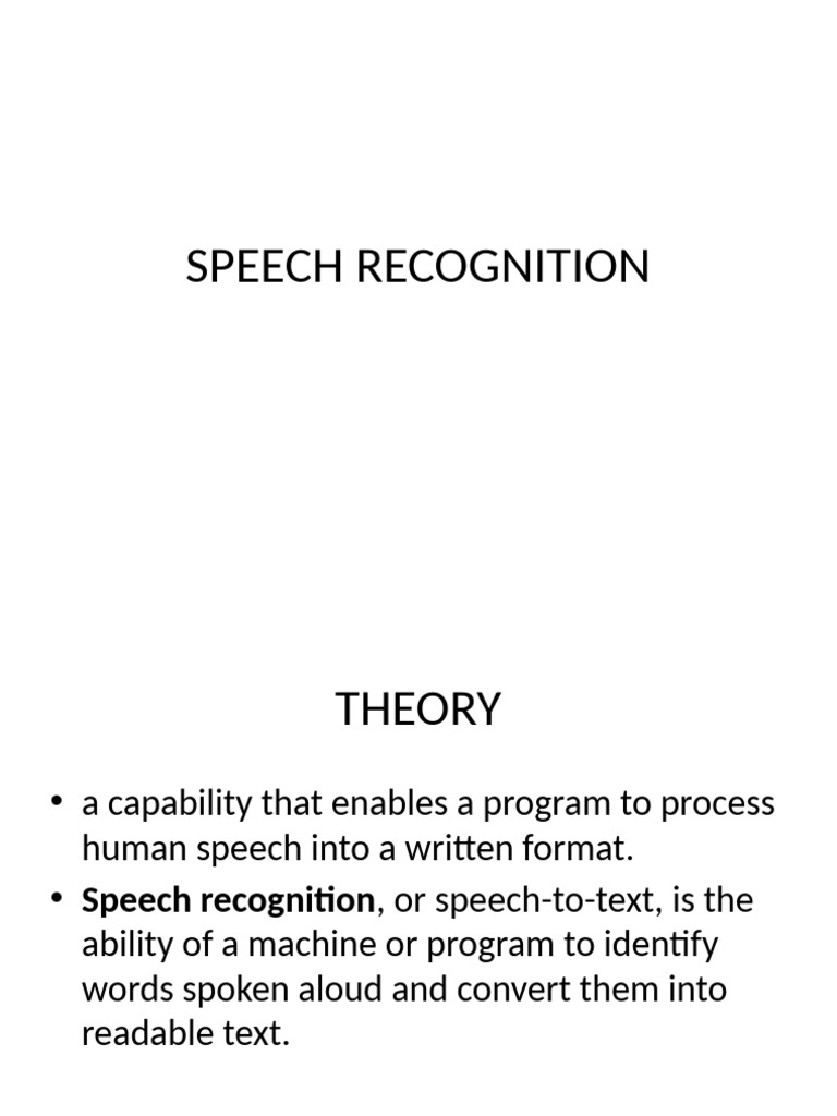 SPEECH RECOGNITION | PDF
