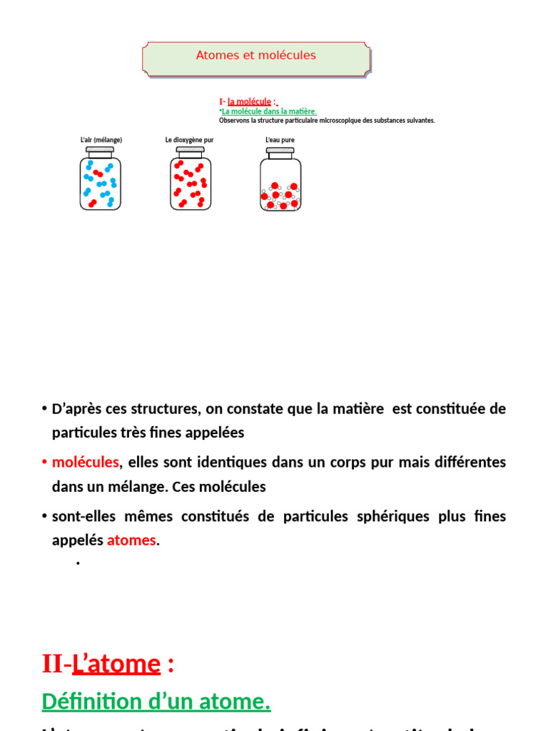 Discontinuité de la matière : Atomes et molécules | PDF | Atomes ...
