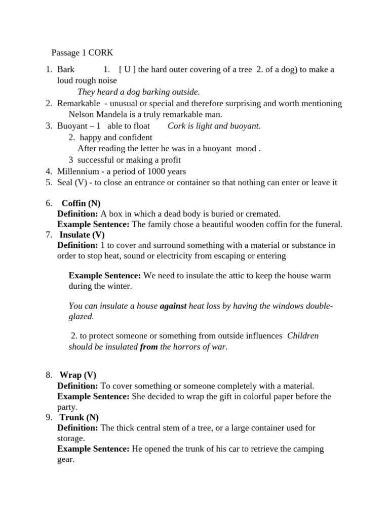 WORD LIST CORK | PDF | Trees | Feeling