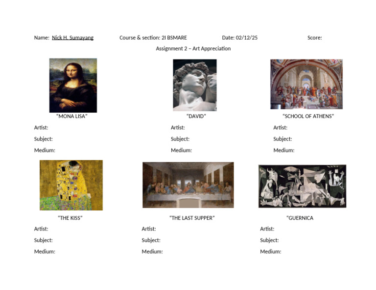 Art Appreciation Assignment Overview | PDF