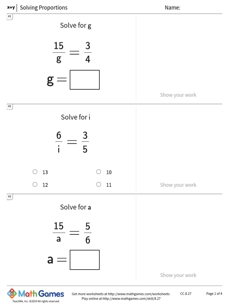 8 27 Solving Proportions | PDF