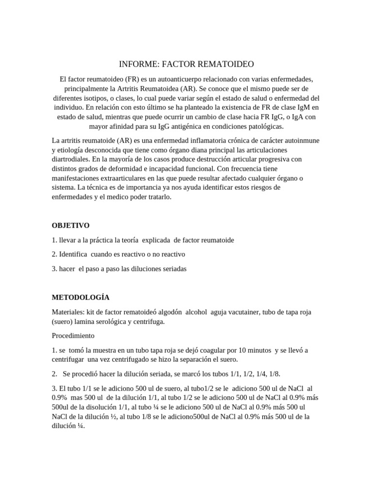 Guía Práctica del Factor Reumatoide | PDF | Medicina CLINICA | Medicina