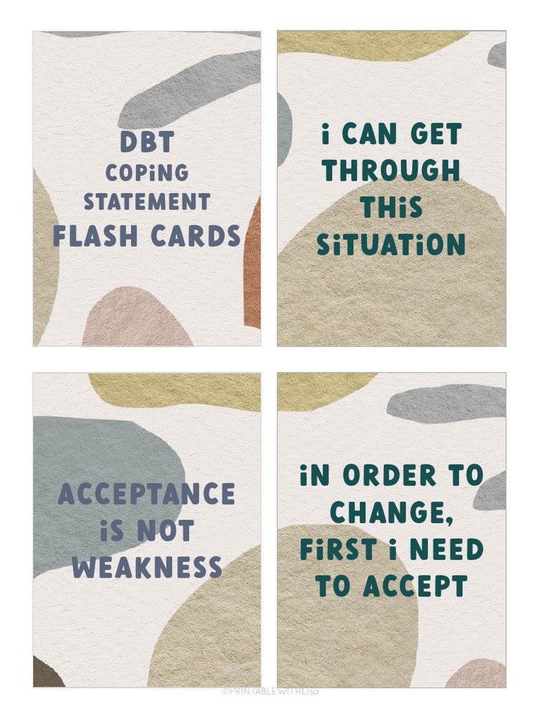 DBT Flash Cards - A4 Size | PDF | Psychology | Behavioural Sciences