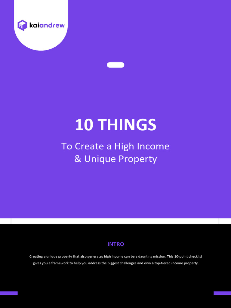 Create High Income Unique Properties 10 Things | PDF | Revenue | Economics
