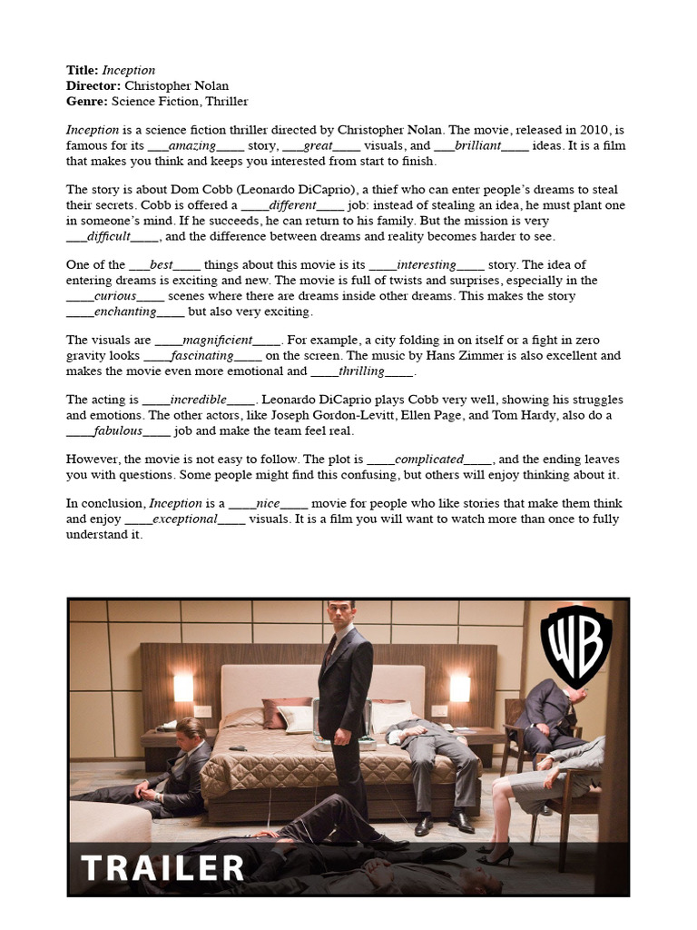 Review: Inception Without Adjectives | PDF