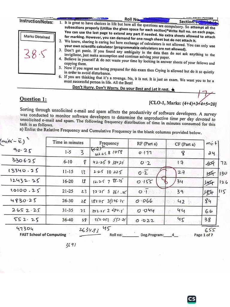 Prob Mid 1 Sp24 | PDF