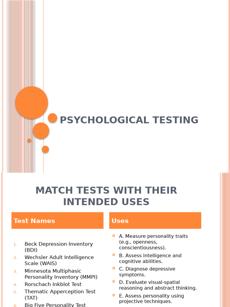 Psychological Testing (Test) | PDF | Psychological Testing | Major ...