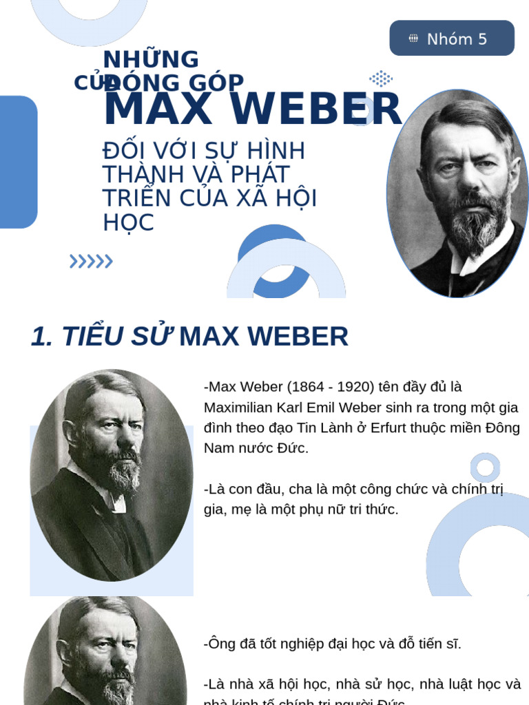 Thuyết Trình Xhh Nhóm 5 Những Đóng Góp Của Max Weber Với Xhh | PDF