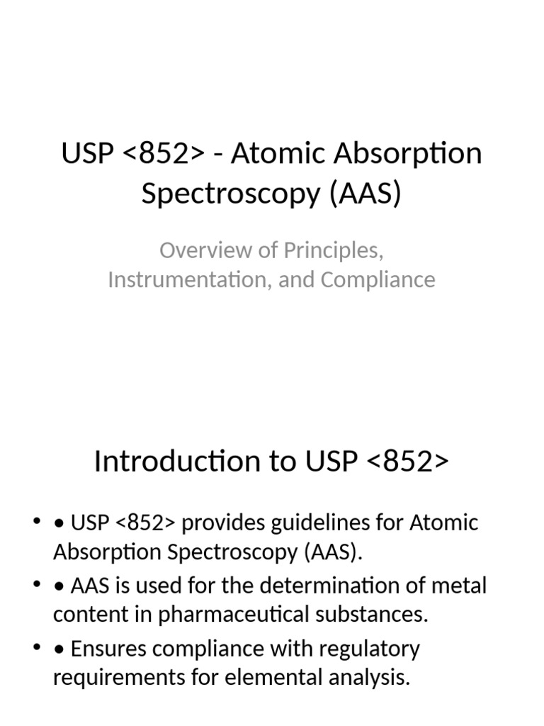 USP Guidelines for AAS in Pharma | PDF