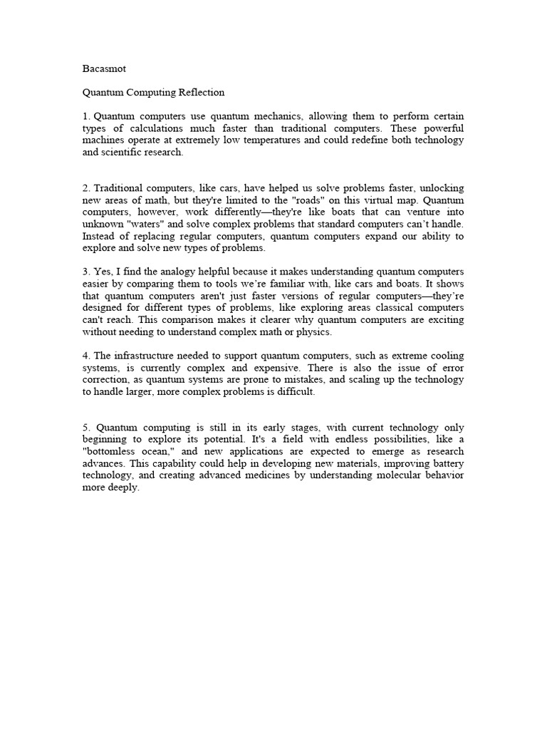 Ddsass, Quantum Computing Reflection | PDF